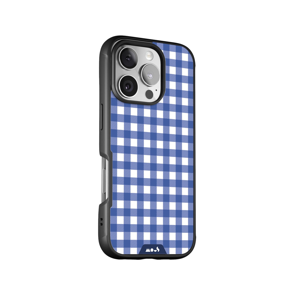 Mous | Breeze Protective Phone Case Magsafe - Vibrant Blue Gingham Pattern