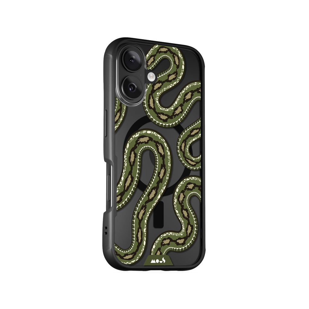 Mous | Green Tree Python Protective Phone Case - Clarity MagSafe x Serpent