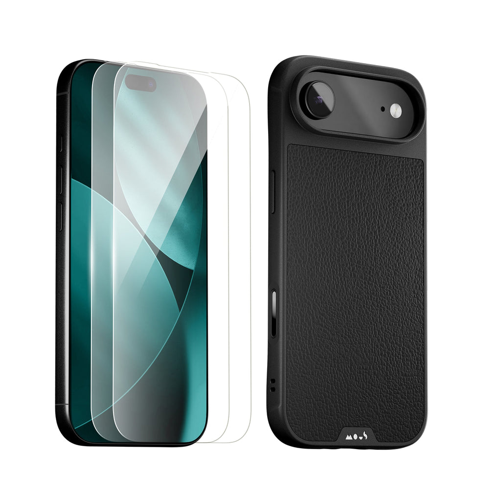Mous | Black Leather Protective Case and Screen Protector - Apple ...
