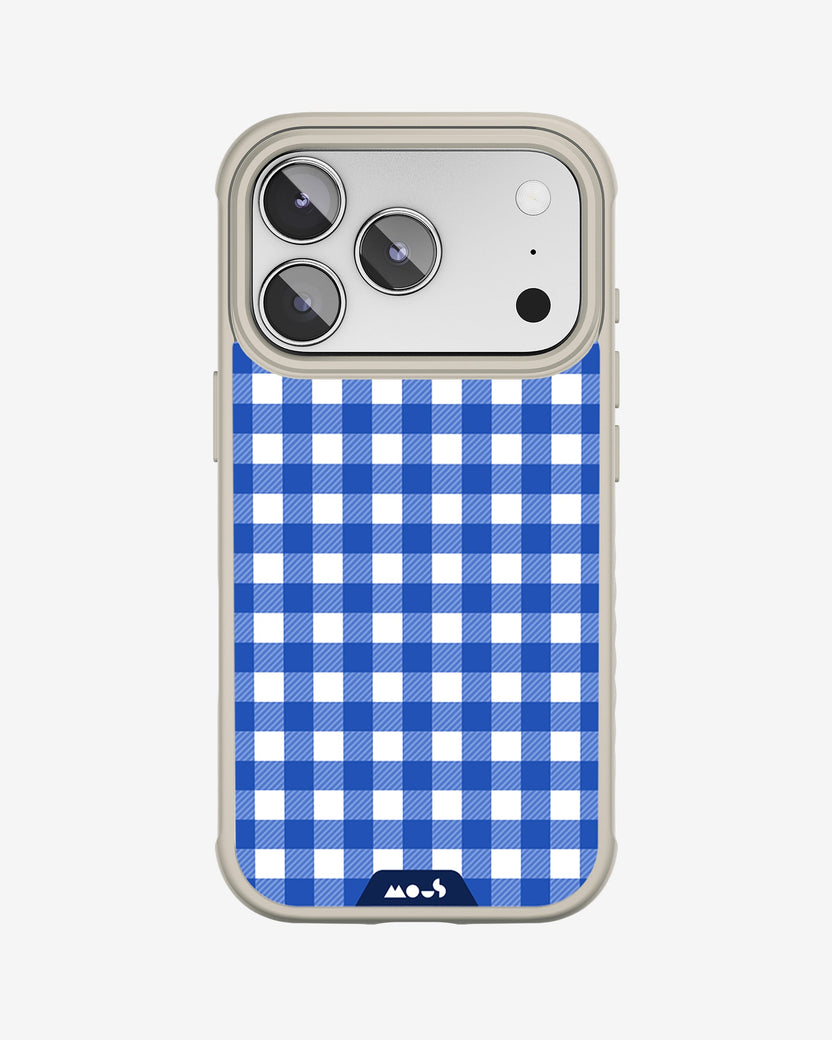 Mous | Breeze Protective Phone Case Magsafe - Vibrant Blue Gingham Pattern